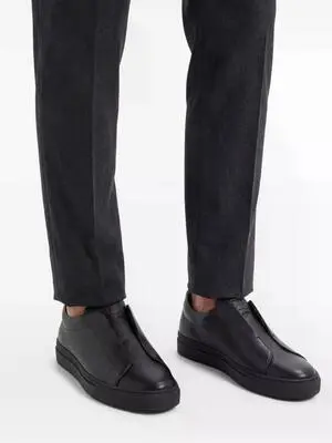 SCAROSSO Luca Grained Leather Slip-on Sneakers - Black