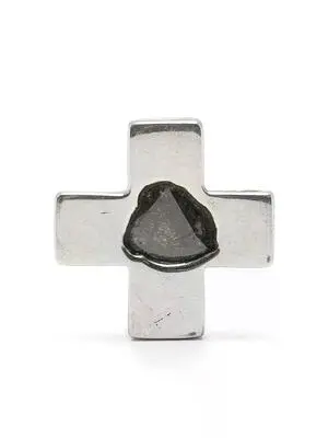 PARTS OF FOUR Plus-sign Diamond Stud Single Earring - Silver