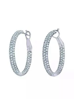 Kwiat 18kt White Gold Diamond Moonlight Hoop Earrings - Silver