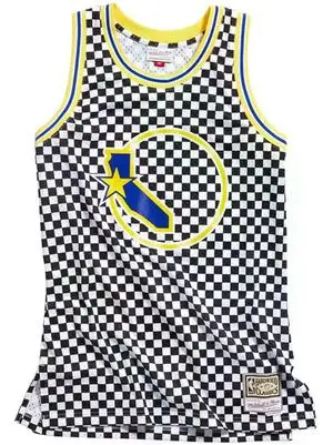Mitchell & Ness Golden State Warriors Checked Swingman Jersey - Black