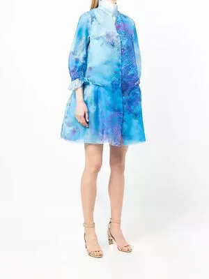 Shiatzy Chen Floral Silk Puff-sleeve Jacket