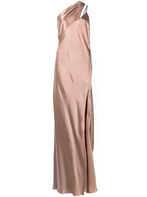 Michelle Mason Draped Panel Silk Gown - Neutrals