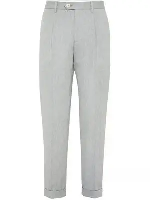 Brunello Cucinelli Tapered Pressed Crease Trousers - Grey