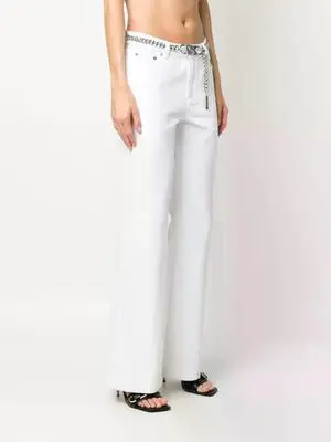 Michael Kors Cotton Chain-link Belted Flared Trousers