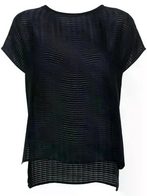 Emporio Armani Sheer Panelled Striped T-shirt - Blue