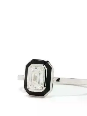 SELIM MOUZANNAR 18kt White Gold Mina Diamond Enamel Ring