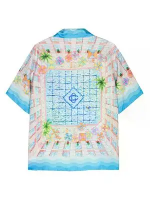 Casablanca Casablanca Le Plongeon Print Silk Shirt Blue