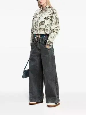 Palm Angels Monogram Pattern Wide-leg Jeans