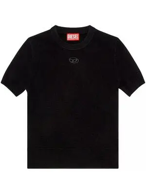 DIESEL® Embroidered Logo Fine Knit Top - Black