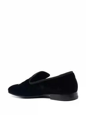 Philipp Plein Skull Embroidery Velvet Loafers