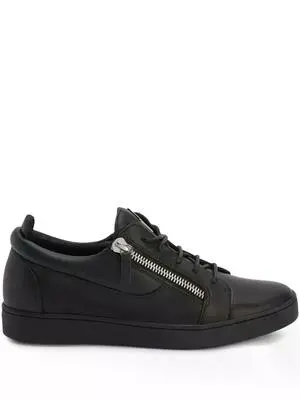 GIUSEPPE ZANOTTI Frankie Double-zip Low-top Sneakers In Leather - Black