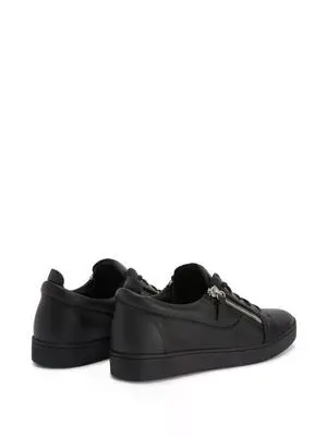 GIUSEPPE ZANOTTI Frankie Double-zip Low-top Sneakers In Leather - Black