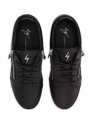 GIUSEPPE ZANOTTI Frankie Double-zip Low-top Sneakers In Leather - Black