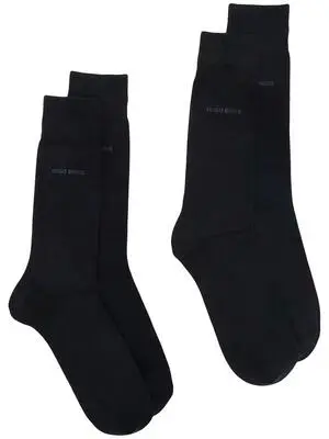 BOSS Logo Print Crew Socks - Blue