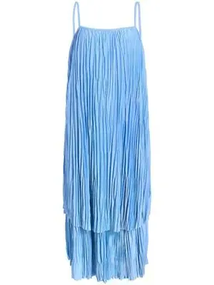 Proenza Schouler White Label Midi Dress With Pleats And Belted Waist