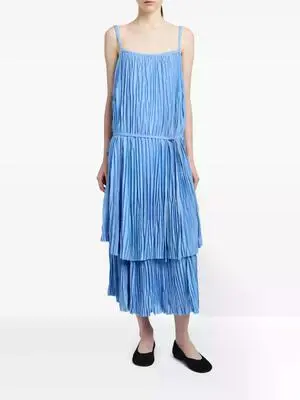 Proenza Schouler White Label Midi Dress With Pleats And Belted Waist