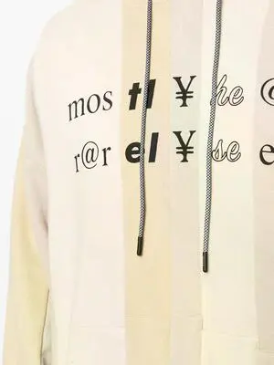 MOSTLY HEARD RARELY SEEN Spliced Text Long-sleeve Hoodie - Neutrals
