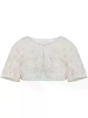 UNREAL FUR Rose Appliqué Cropped Jacket