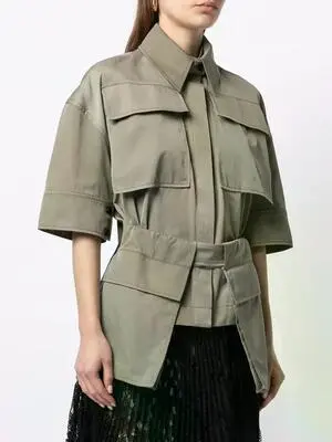 Goen.j Belted Cotton-blend Twill Shirt