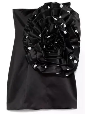 ROTATE BY BIRGER CHRISTENSEN Polka Dot Flower Embellished Mini Dress - Black