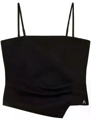 TWINSET Draped Square Neck Cropped Top - Black