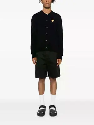 Play Comme Des Garcon Wool Cardigan With Heart Appliqu