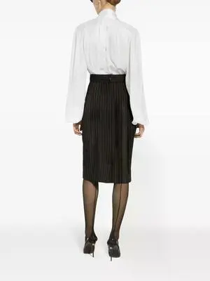 Dolce & Gabbana Virgin Wool-blend Pinstripe Midi Skirt