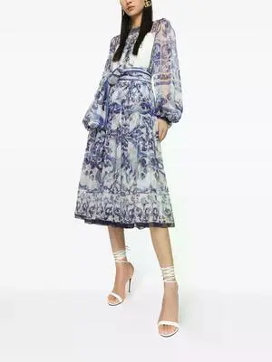 Dolce & Gabbana Majolica Print Silk Midi Dress