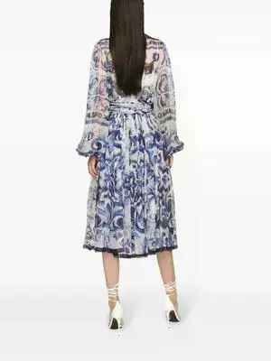 Dolce & Gabbana Majolica Print Silk Midi Dress