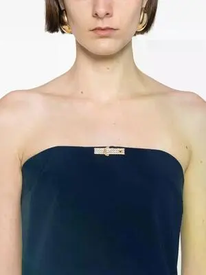Elisabetta Franchi Strapless Maxi Dress With Rhinestone Embellishment