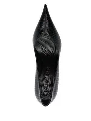MUGLER 95mm Grainy Leather Pointed Toe Pumps