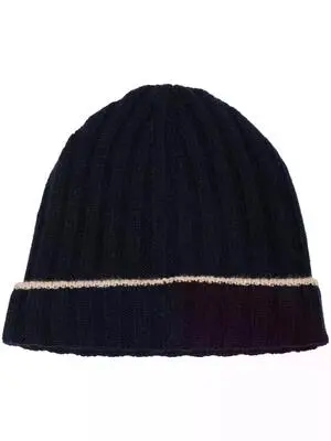 Brunello Cucinelli Ribbed Knit Cashmere Beanie - Blue