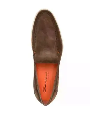 Santoni Almond Toe Suede Loafers