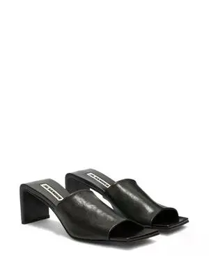 JIL SANDER Square Open-toe Leather Mules