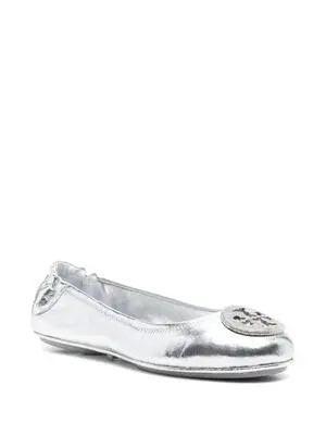 Tory Burch Minnie Travel Ballet Flats - Silver