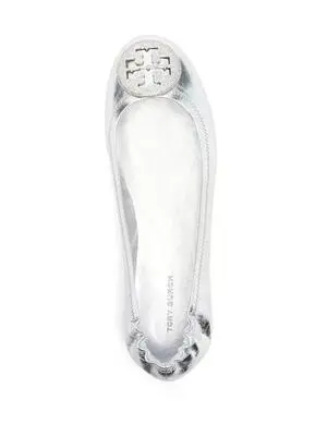 Tory Burch Minnie Travel Ballet Flats - Silver