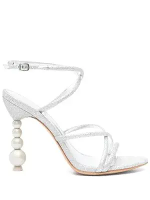 SOPHIA WEBSTER 100mm Perla Sculpted Heel Sandals - Silver