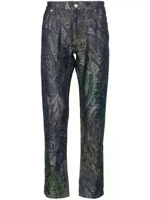 Etro Paisley Jacquard Straight-leg Trousers - Blue