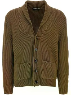 TOM FORD Ribbed-knit Shawl Collar Cardigan