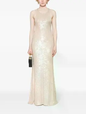 Elisabetta Franchi Racerback Sequin Gown