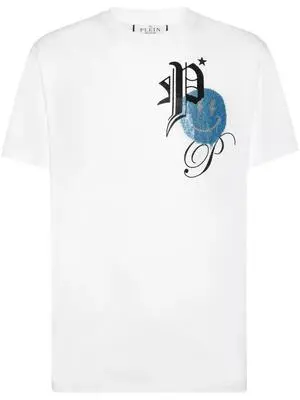 Philipp Plein Rhinestone-logo Cotton T-shirt - White