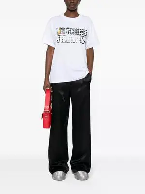 Moschino Satin Finish Wide-leg Trousers - Black