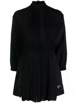 Prada Pleated High-neck Playsuit - Black