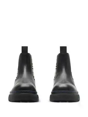 Burberry Leather Chelsea Boots With Vintage Check Panelling