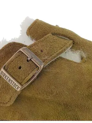 BIRKENSTOCK Boston Vl Suede Clogs With Shearling Lining - Brown