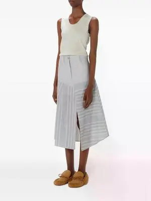 JW Anderson Asymmetric Hanky Hem Skirt With Pinstripe Panelling