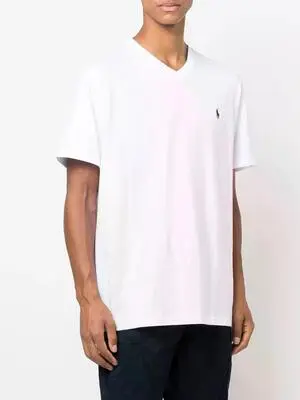 Polo Ralph Lauren V-neck T-shirt With Embroidered Logo - White