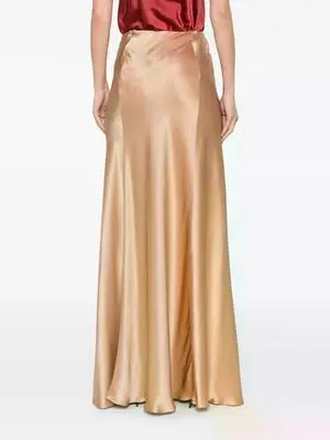 Alberta Ferretti Satin Maxi Skirt - Brown