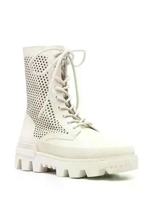 Moncler Perforated Lace-up Boots - Neutrals