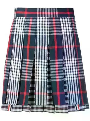 Thom Browne Pleated Asymmetrical Check Skirt